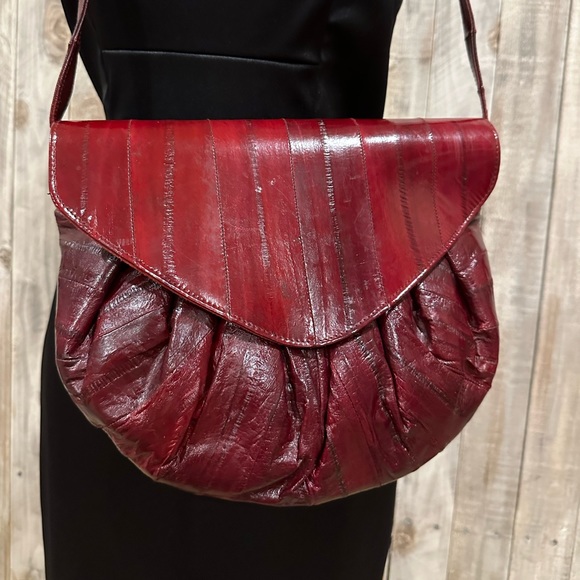 Bags | Vintage Burgundy Eel Skin Bag | Poshmark